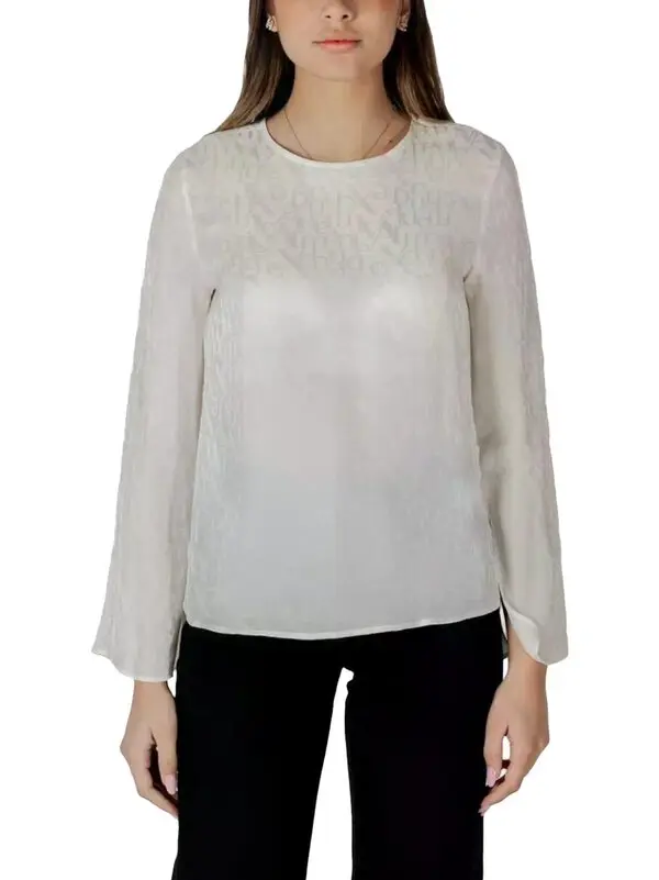 Armani Exchange Embossed-logo Blouse - Neutrals