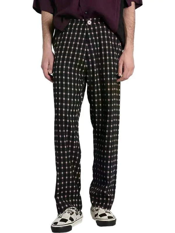 Undercover Check-pattern Trousers With Logo Patch - Black