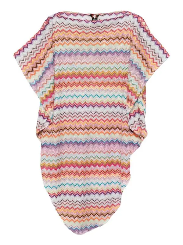 Missoni Zigzag-knit Boat-neck Poncho - Pink