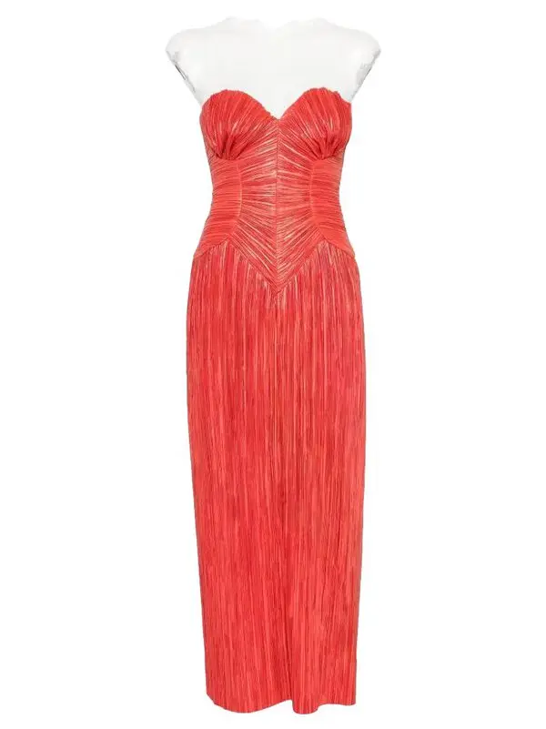 Cult Gaia Ashika Strapless Pleated Dress - Red