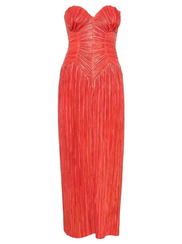 Cult Gaia Ashika Strapless Pleated Dress - Red