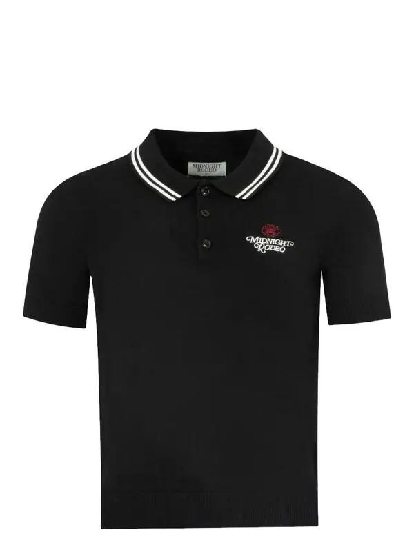 MIDNIGHT RODEO Logo-embroidered Tipped Polo Shirt - Black