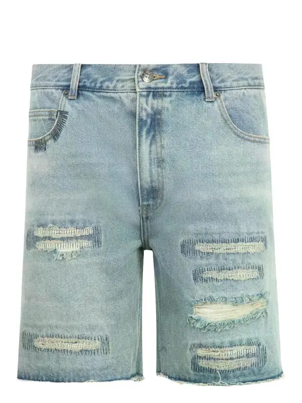 MIDNIGHT RODEO Distressed Denim Shorts - Blue