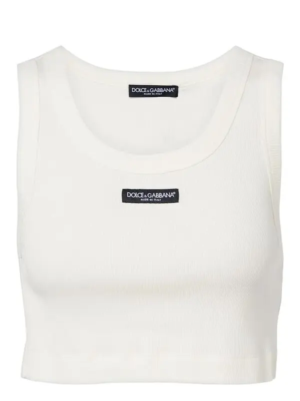 Dolce & Gabbana Logo Cotton Jersey Crop Top - White