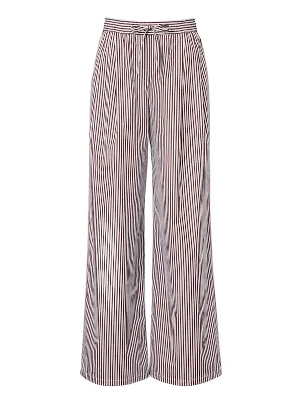 Dolce & Gabbana Striped Cotton And Silk Wide-leg Pants - Brown