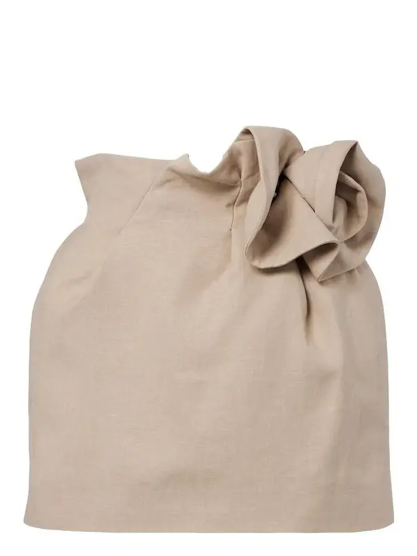 Magda Butrym Floral-appliqué Linen Miniskirt - Beige