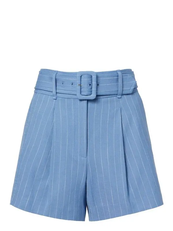 Veronica Beard Piper Striped Linen-blend Shorts - Blue