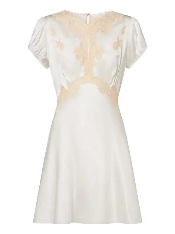 DÔEN Junia Lace-trimmed Silk Satin Minidress - White