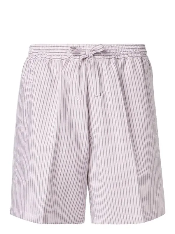 UMIT BENAN Julian Striped Cotton And Silk Shorts - Beige