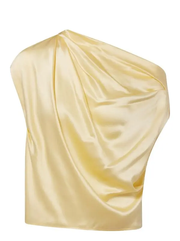 THE SEI Draped Silk Satin Top - Yellow