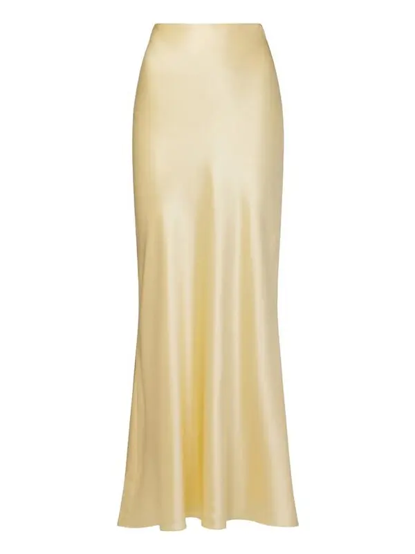 THE SEI Silk Satin Maxi Skirt - Yellow
