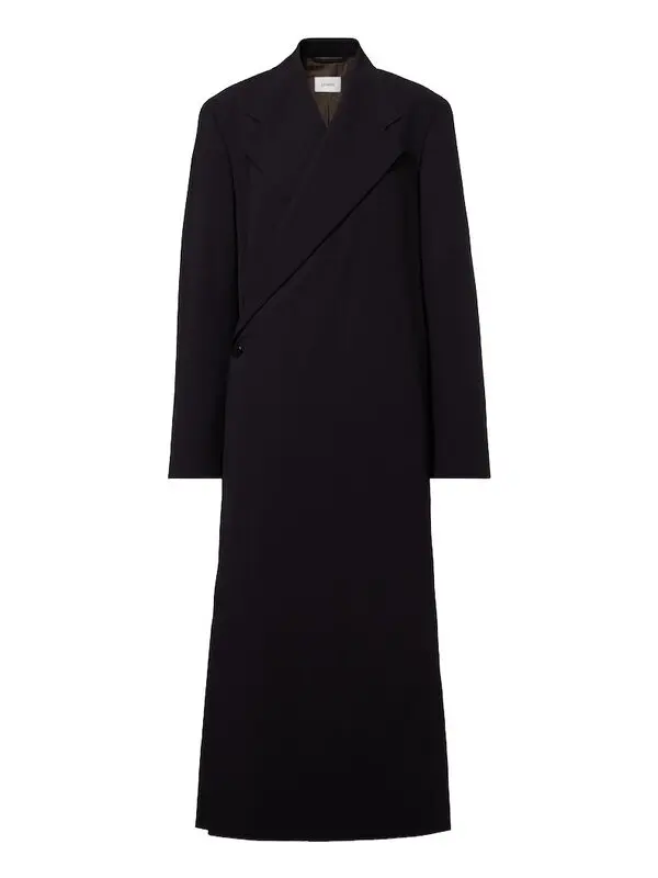 LEMAIRE Wool Crêpe Wrap Coat - Black