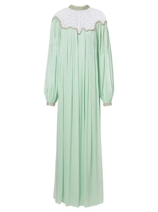 Costarellos Elline Embellished Pleated Gown - Green