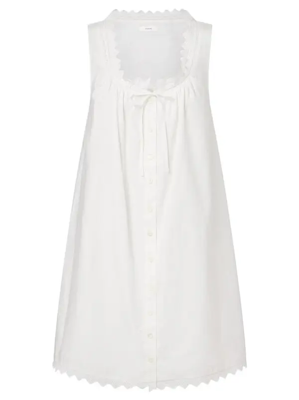 FRAME Scalloped Cotton Poplin Shirt Dress - White