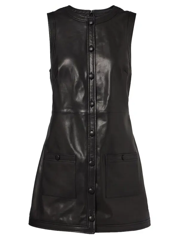 FRAME Leather Shirt Dress - Black