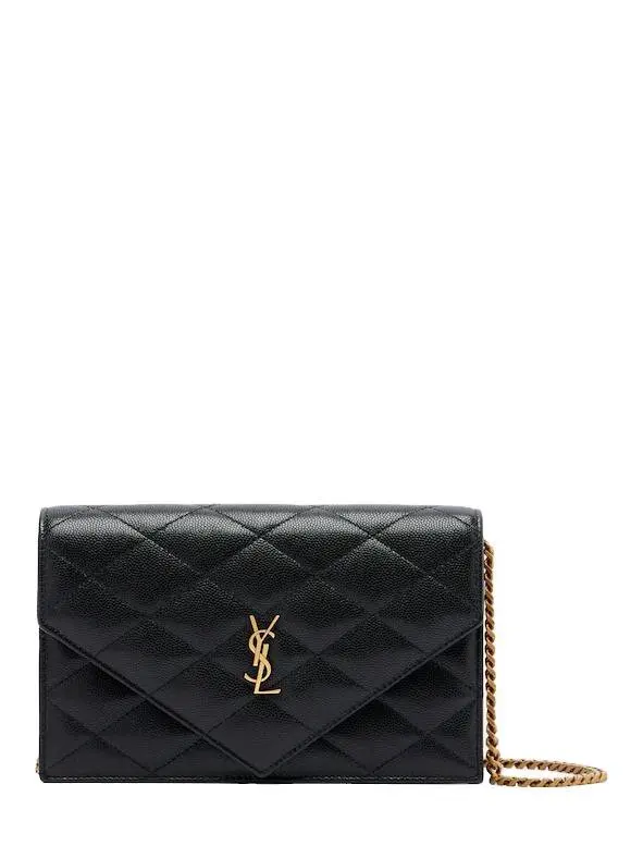 Saint Laurent Quilted Leather Wallet On Chain - Black