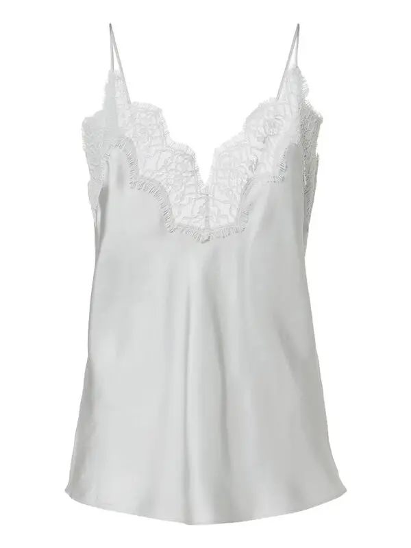 RÓHE Lace-trimmed Silk Top - Grey