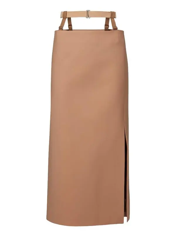 MUGLER Cutout Wool-blend Pencil Skirt - Beige