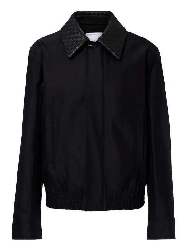 Bottega Veneta Intrecciato Leather-trimmed Canvas Jacket - Black