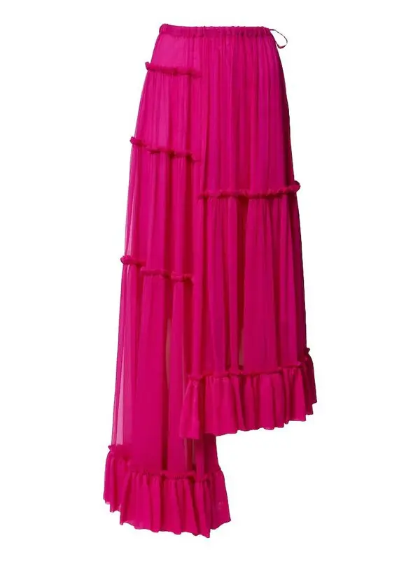 Dries Van Noten Asymmetric Silk Muslin Skirt - Pink