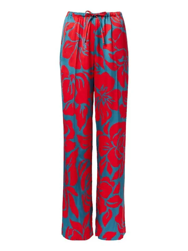 Dries Van Noten Floral Palazzo Pants - Red