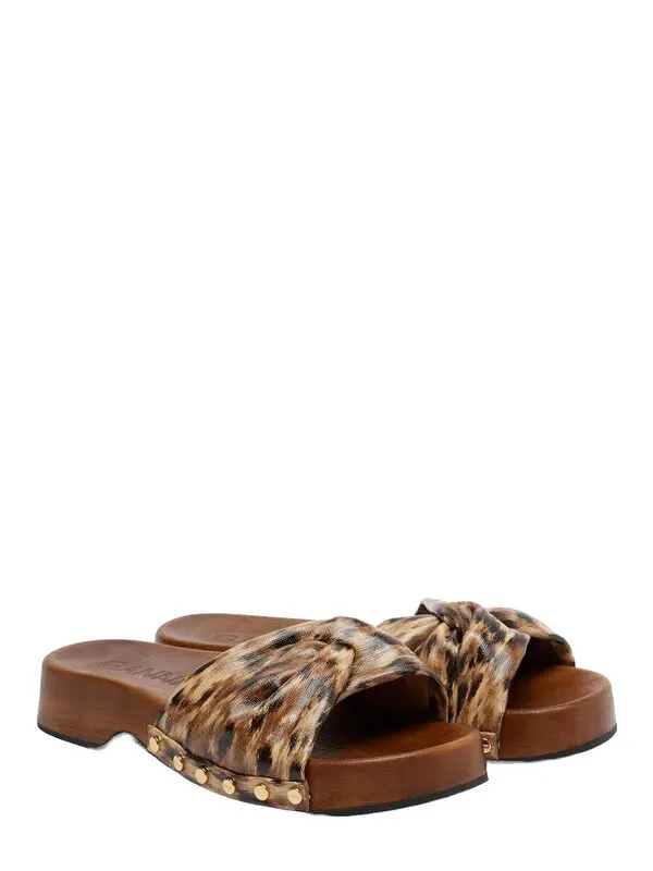 GANNI Tia Leopard-print Clogs - Beige