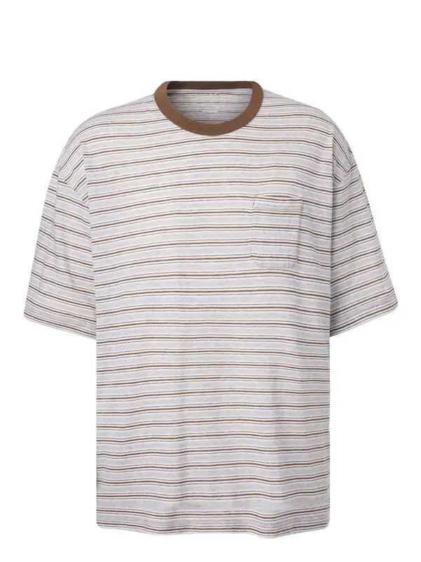 Visvim Mondo Border Wool And Cotton T-shirt - Grey