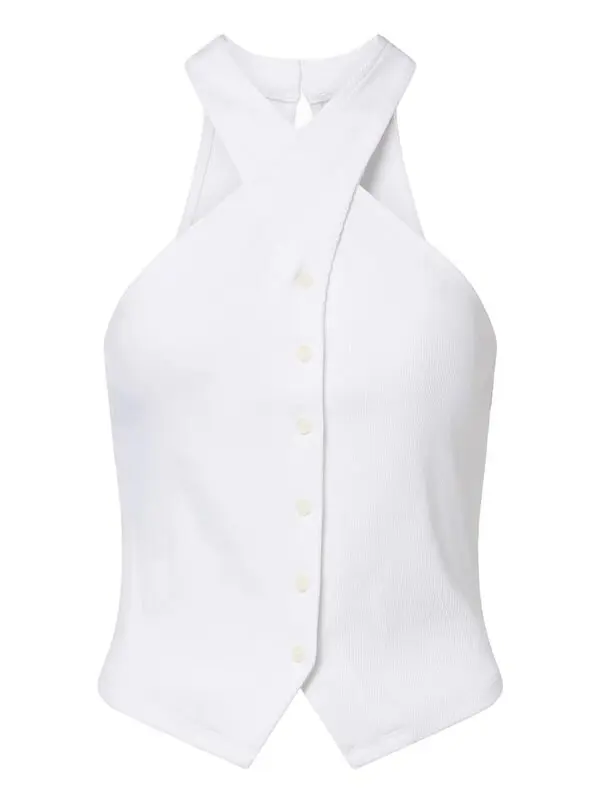 Veronica Beard Thea Halterneck Cotton-blend Top - White