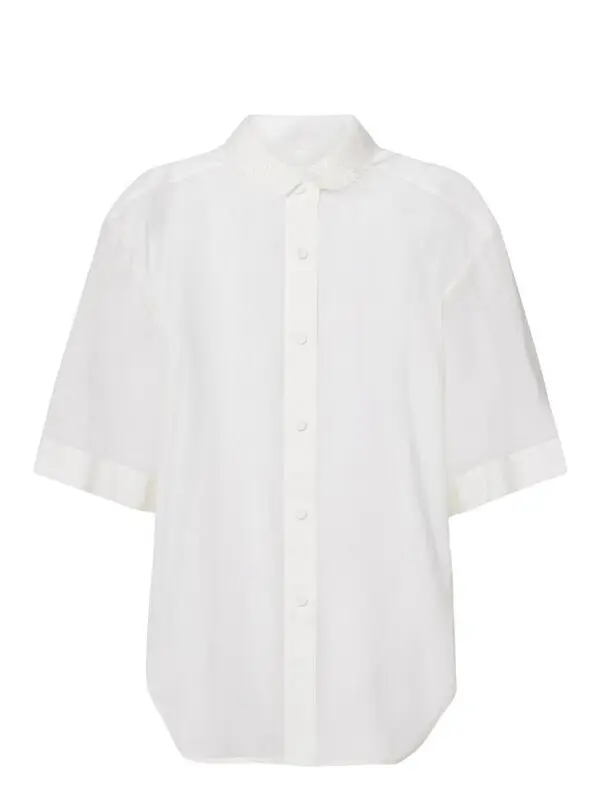 RÓHE Embroidered Cotton Muslin Top - White