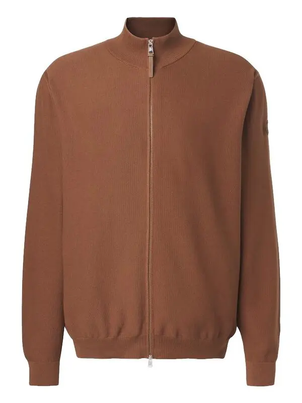 Moncler Cotton Zip-up Sweater - Brown