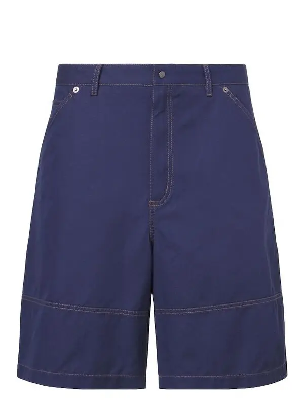Moncler Cotton And Linen Gabardine Shorts - Blue