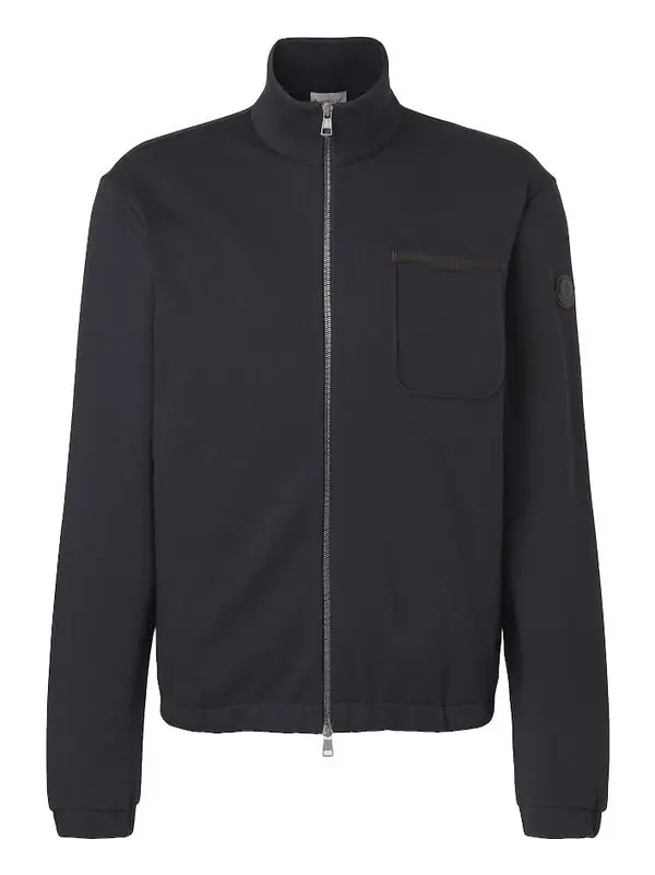 Moncler Cotton-blend Zip-up Sweater - Blue