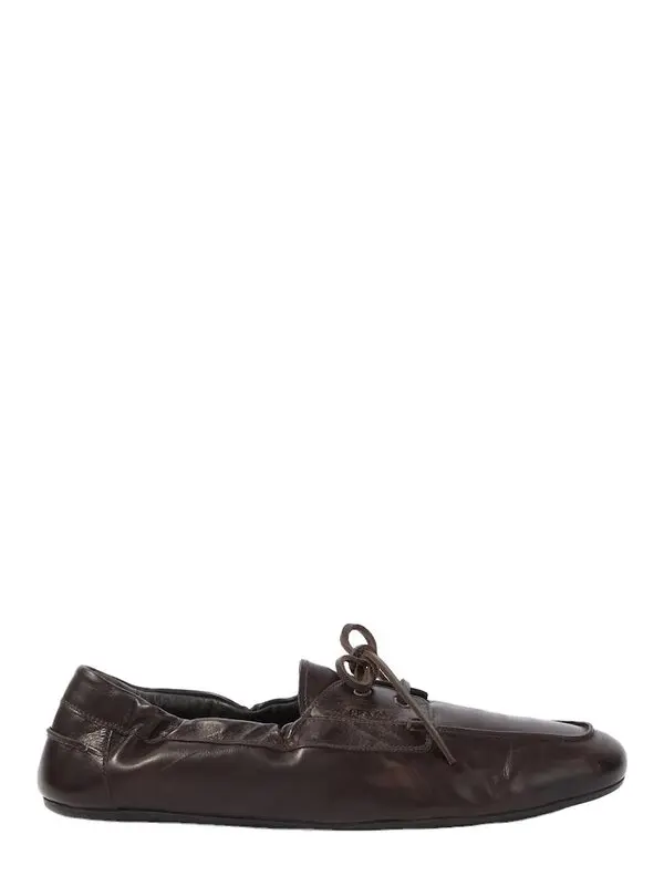 Prada Shuffle Leather Boat Shoes - Brown