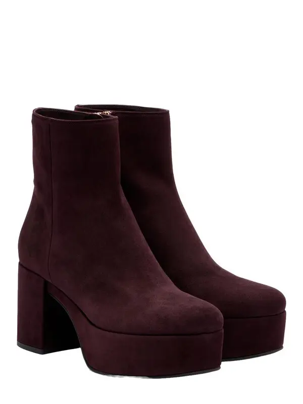 GIANVITO ROSSI Sally Suede Ankle Boots - Burgundy