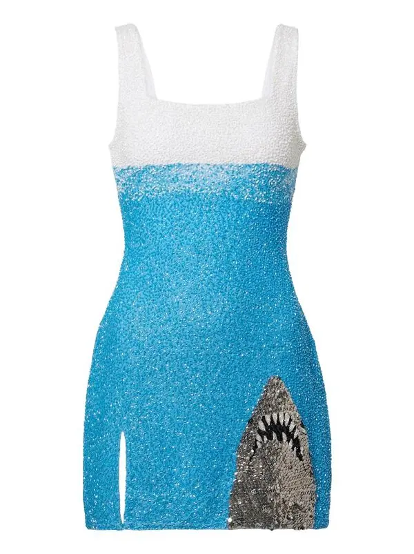 Staud Le Sable Beaded Minidress - Blue