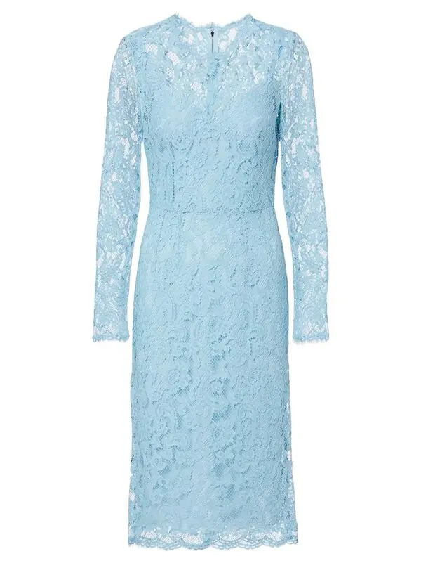 Dolce & Gabbana Cotton-blend Lace Cocktail Dress - Blue