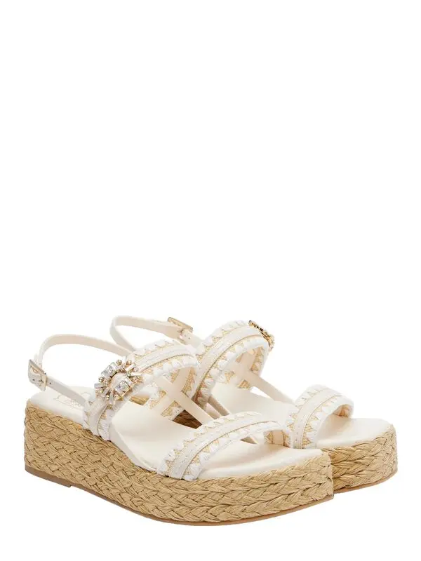 ROGER VIVIER Summer Strass Espadrille Sandals - White
