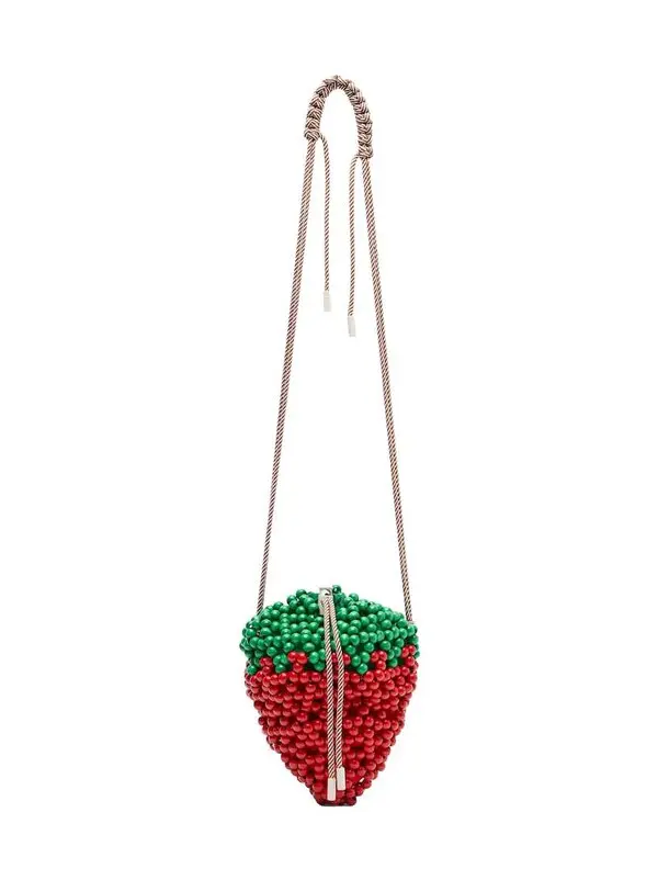 ALEMAIS Alémais Strawberry Mini Beaded Crossbody Bag - Red