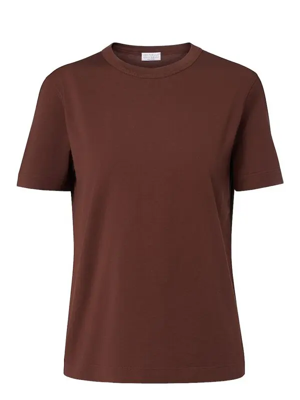 Brunello Cucinelli Monili Cotton Jersey T-shirt - Brown