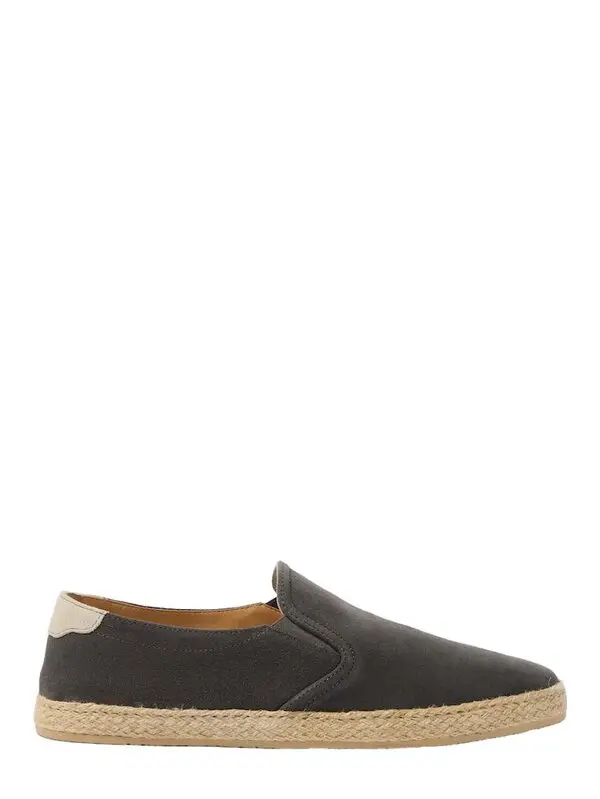 Brunello Cucinelli Jute-trimmed Suede Slip-on Shoes - Brown