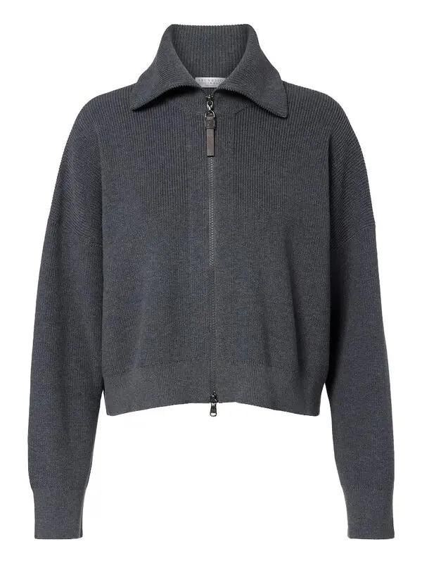 Brunello Cucinelli Cotton Zip-up Cardigan - Grey