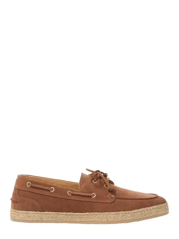 Brunello Cucinelli Jute-trimmed Suede Boat Shoes - Brown