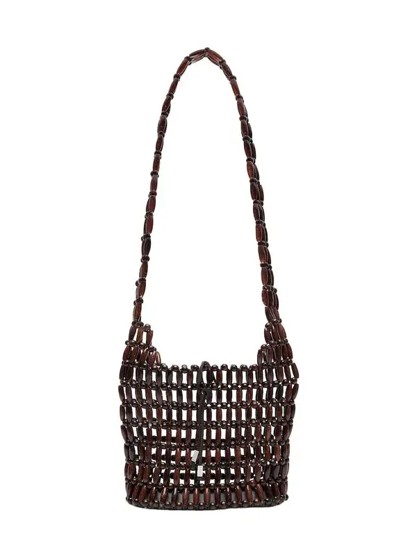 Staud Cornado Beaded Crossbody Bag - Brown