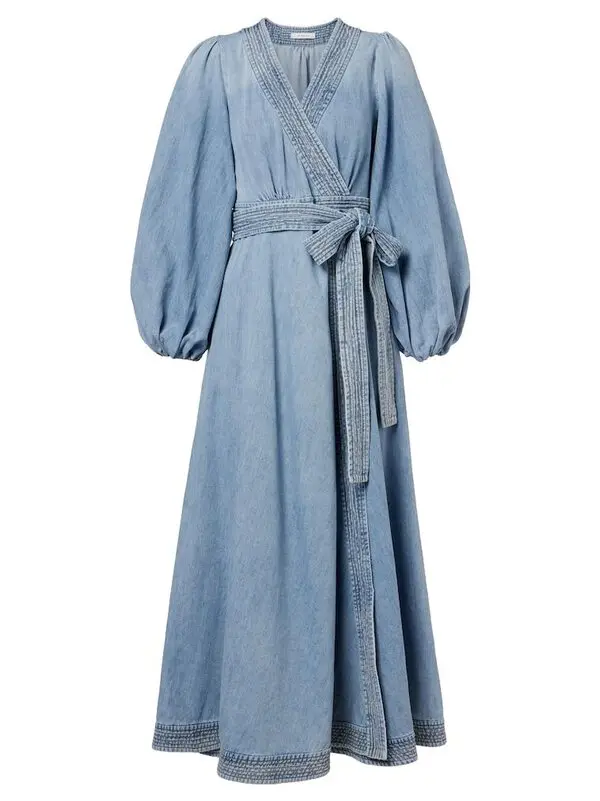 Zimmermann Indra Denim Wrap Dress - Blue