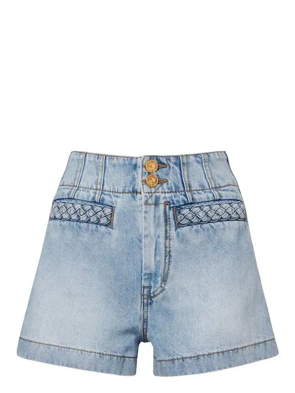 Zimmermann Indra High-rise Denim Shorts - Blue