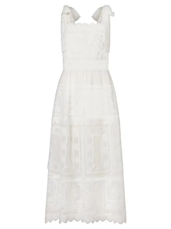 Zimmermann Aster Lace-trimmed Midi Dress - White