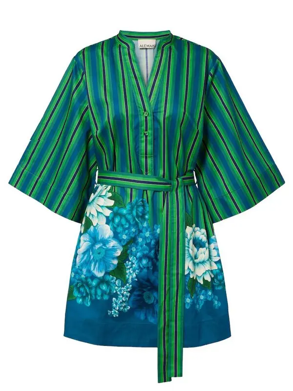 ALEMAIS Alémais Margo Belted Printed Cotton Shirt Dress - Green