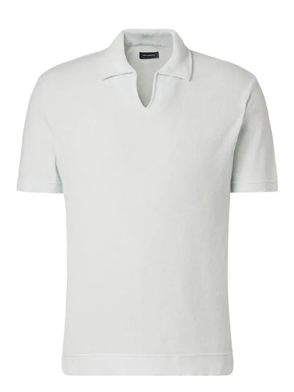 Thom Sweeney Cotton Terry Polo Shirt - Blue