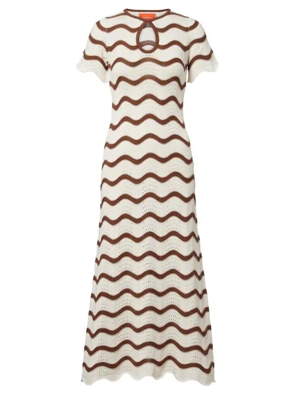 La DoubleJ Swing Crochet Cotton Midi Dress - White