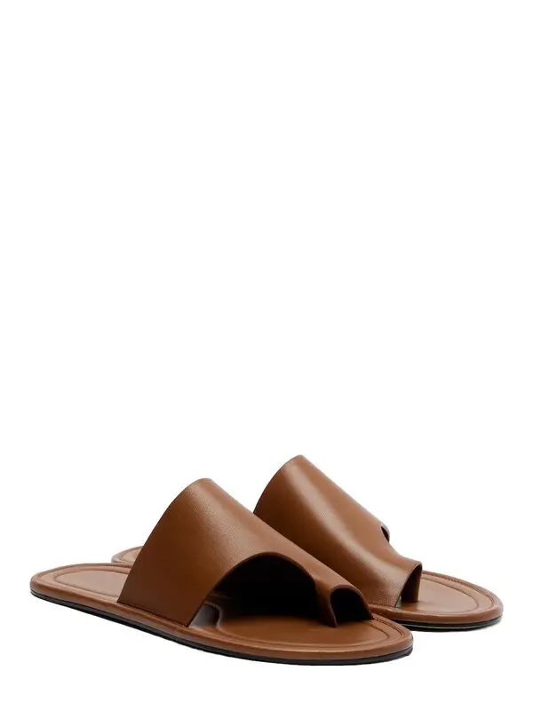 THE ROW Malick Thong Leather Sandals - Brown